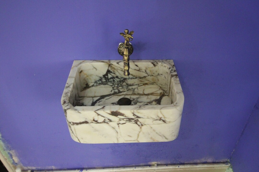 Calacatta Viola Marble Vessel Sink ,handcrafted Natural Stone Basin ...
