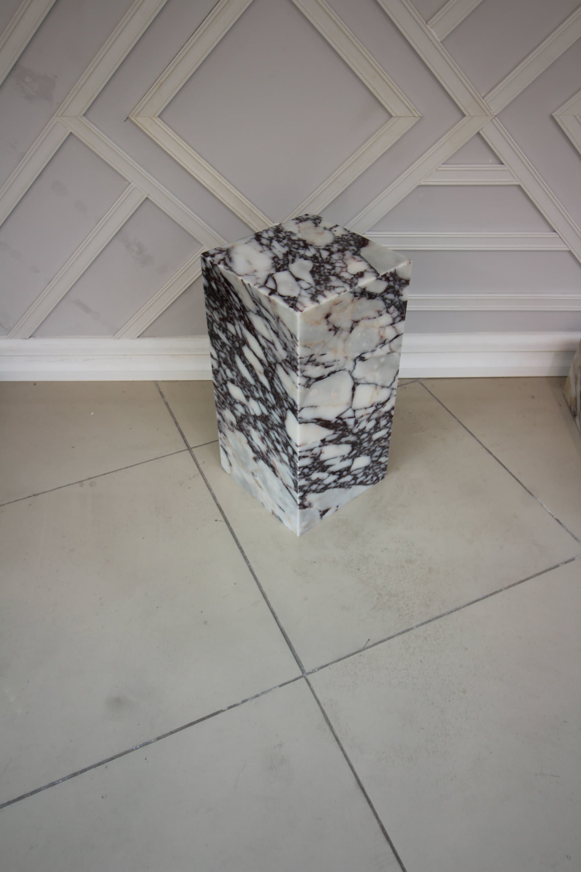 Calacatta Viola Marble Plinth Handmade Side Table End - Etsy