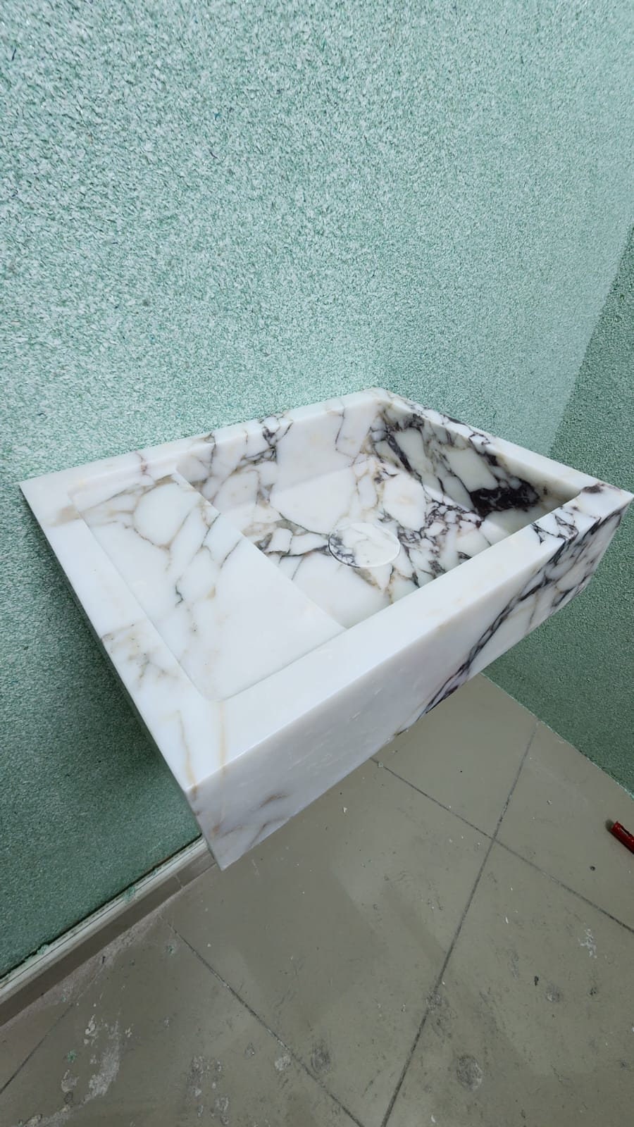 Calacatta Viola Marble Sink Wall Mount Marble Sink, Sink With Concealed ...