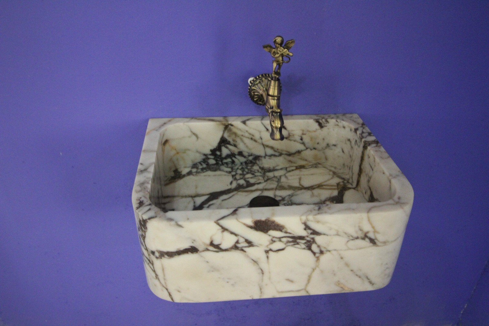 Calacatta Viola Marble Vessel Sink ,handcrafted Natural Stone Basin ...