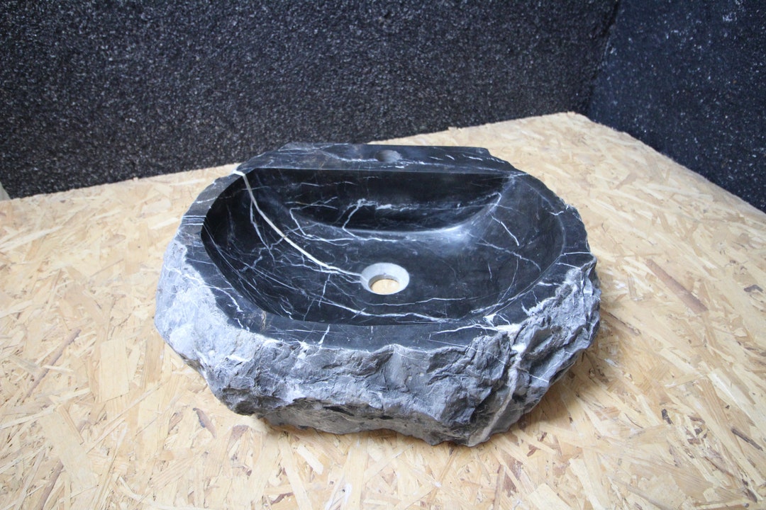 Nero Marquina Black Marble Natural Sink Black Stone Sink - Etsy