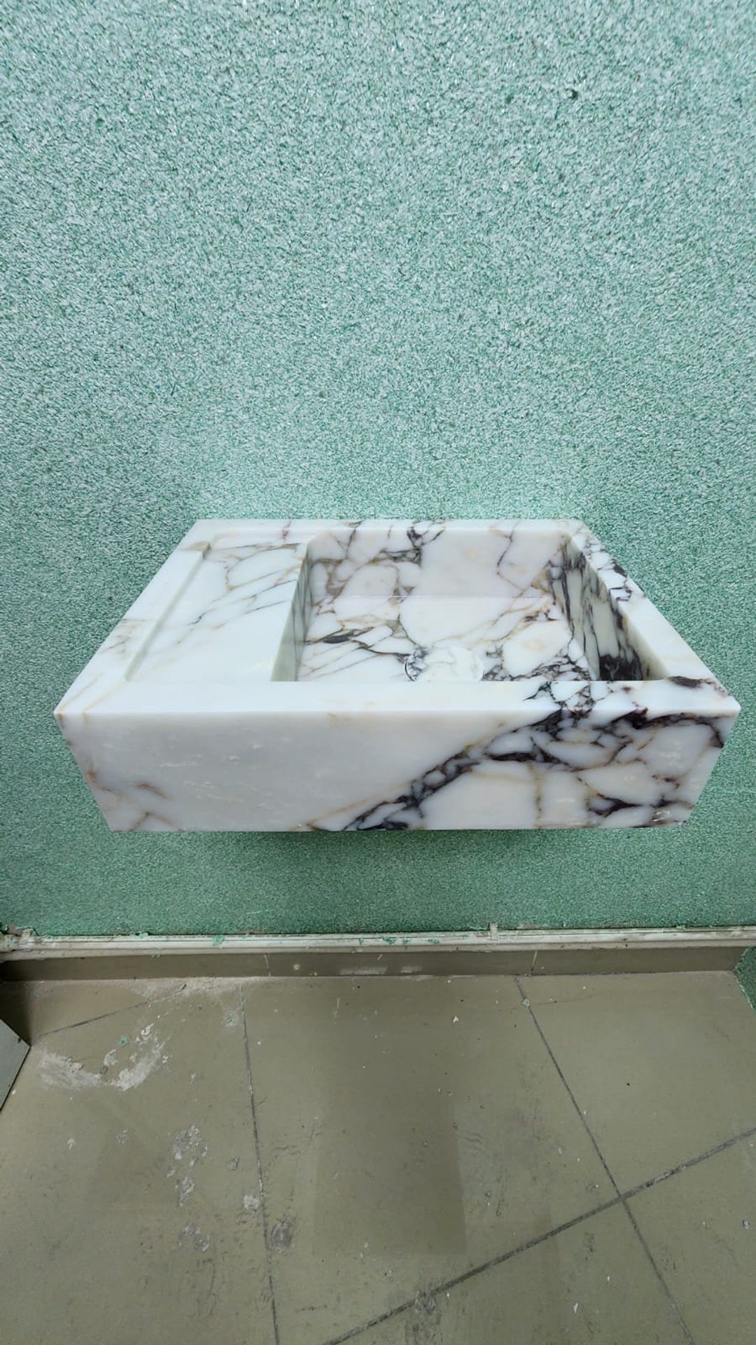 Calacatta Viola Marble Sink Wall Mount Marble Sink, Sink With Concealed ...