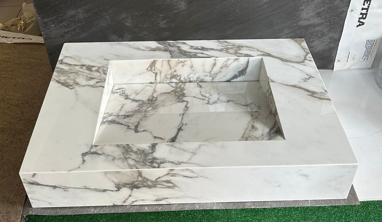 Calacatta Monet Granite Stone Sink Wall Mount Granite Sink - Etsy