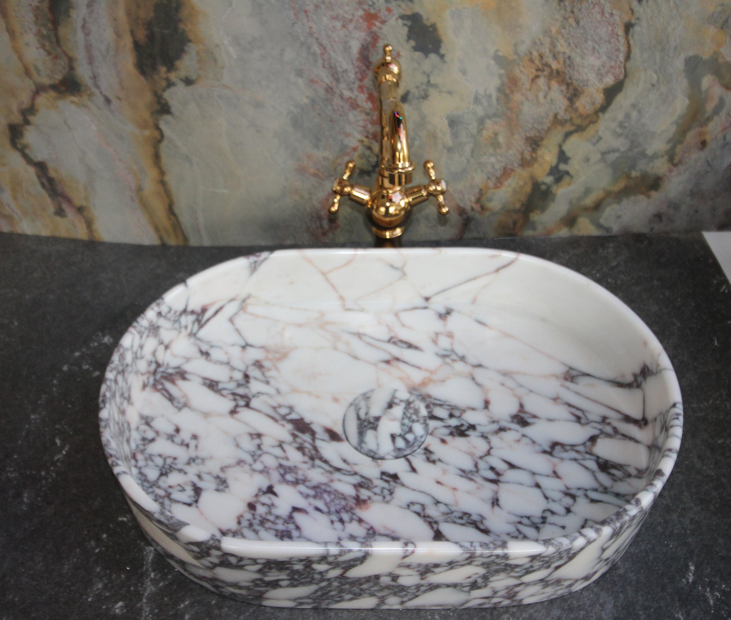 Calacatta Viola Marble Sink Handmade Marble Basin Wall Hung - Etsy