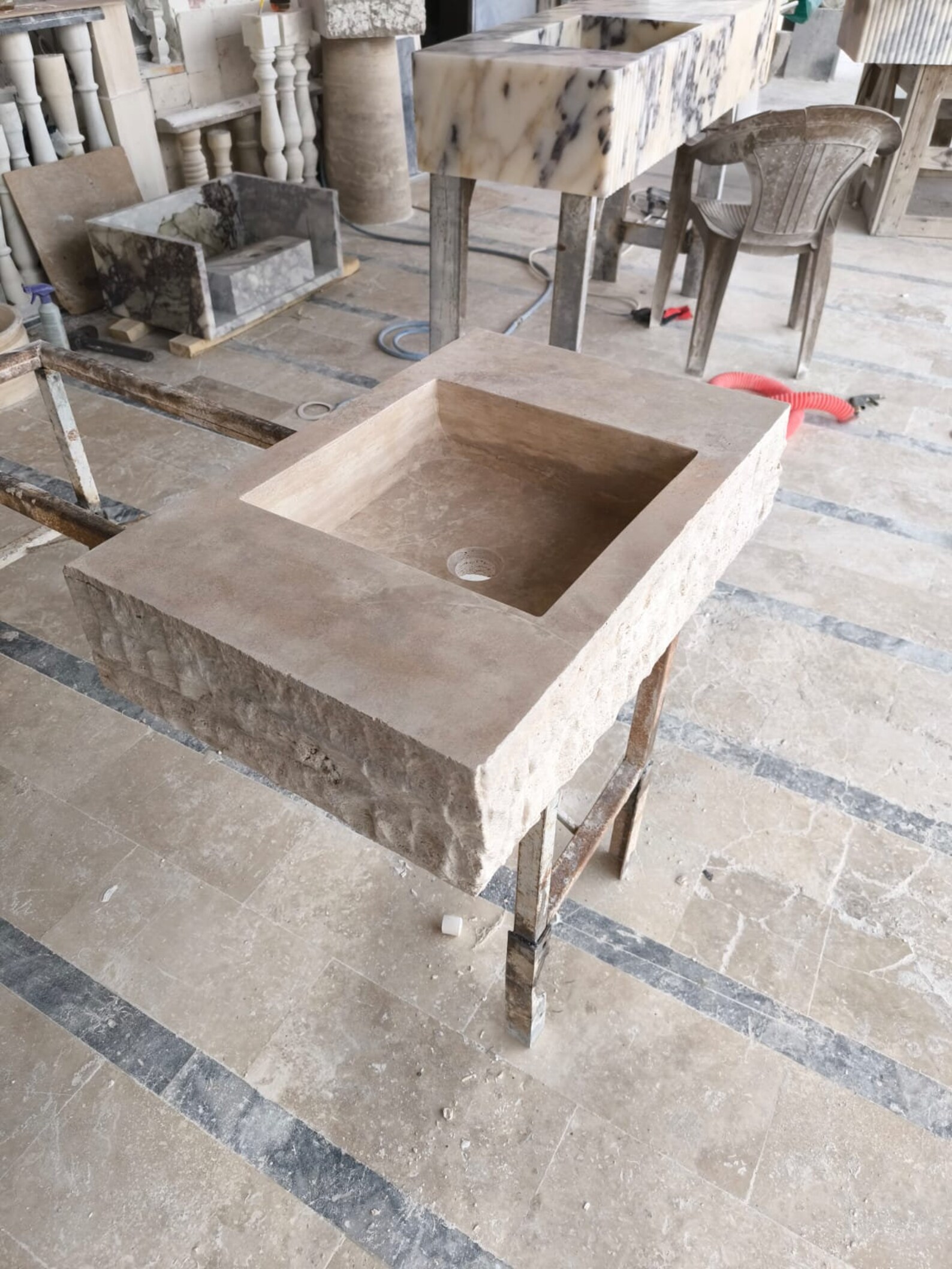 Travertine Sink Wall Mount Marble Sink Marble Bathroom Sink Powder Room ...