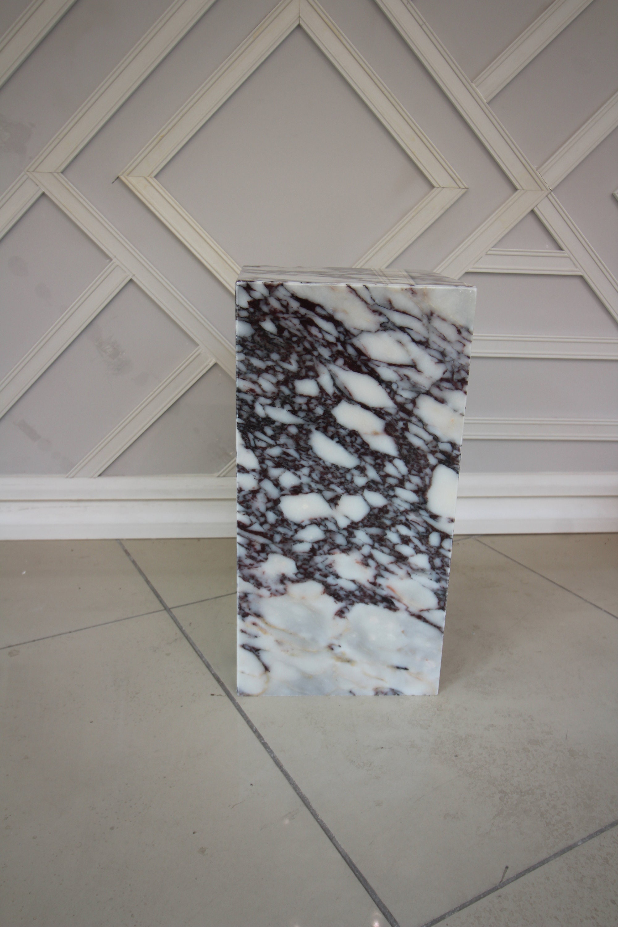 Calacatta Viola Marble Plinth Handmade Side Table End - Etsy