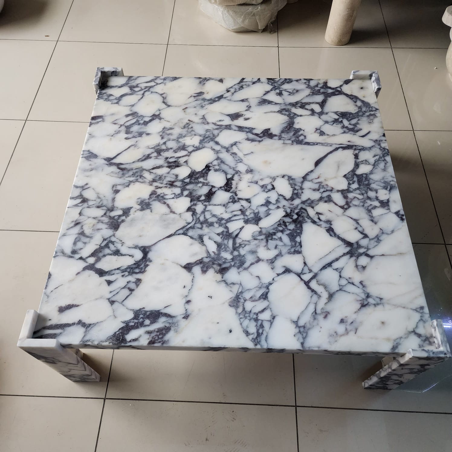 Calacatta Viola Marble Coffee Table: Natural Stone End Table (40x40x15 ...