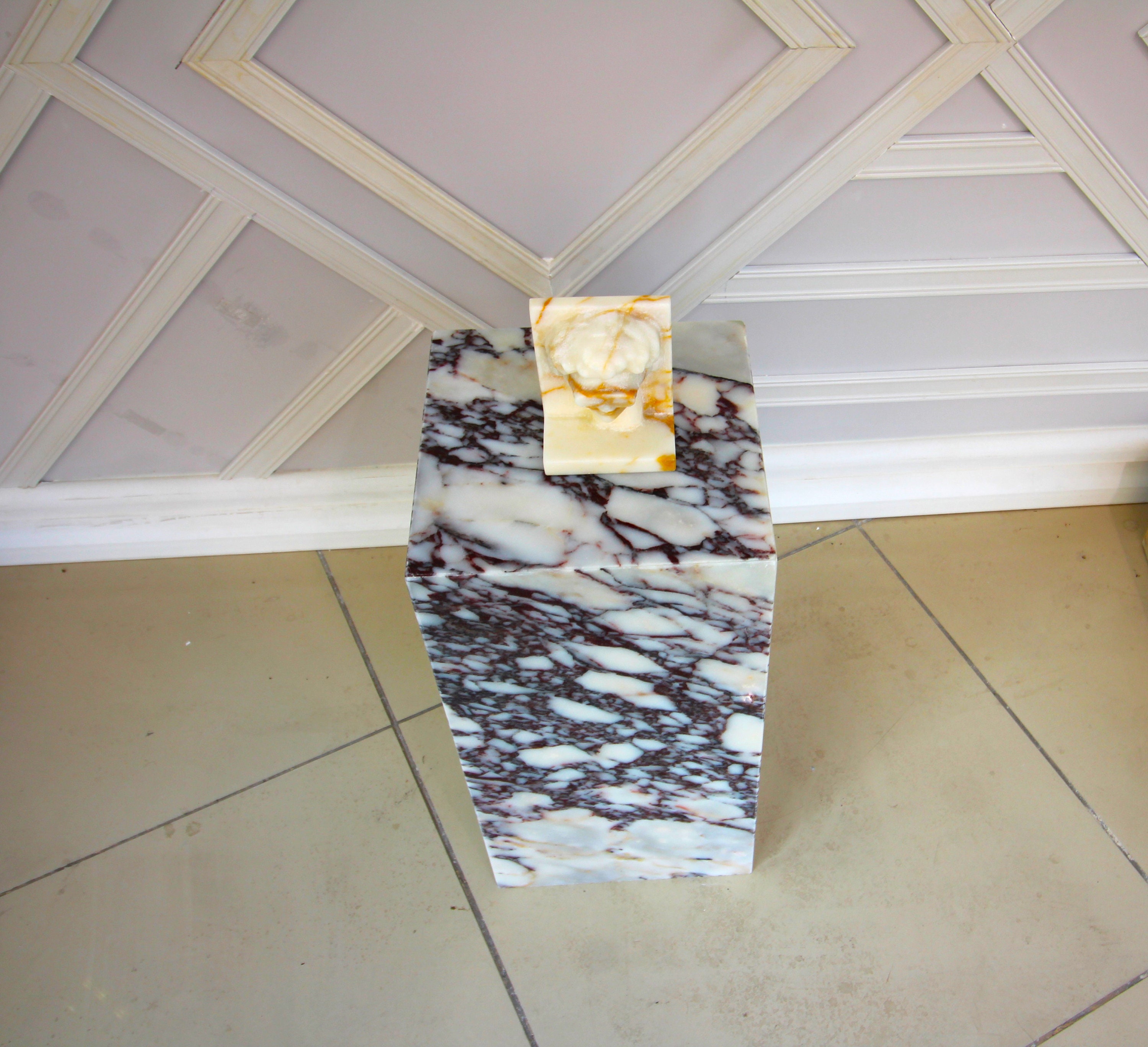 Handmade Calacatta Viola Marble Plinth: Cube Side Table - Etsy