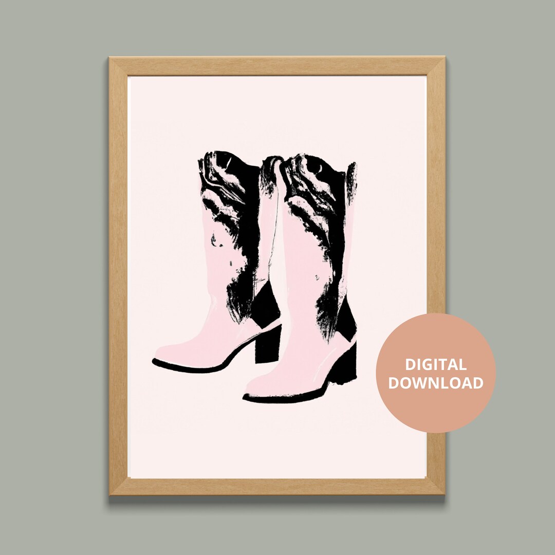 Cowgirl Boots Hot Pink Digital Print | Printable Art | Downloadable ...