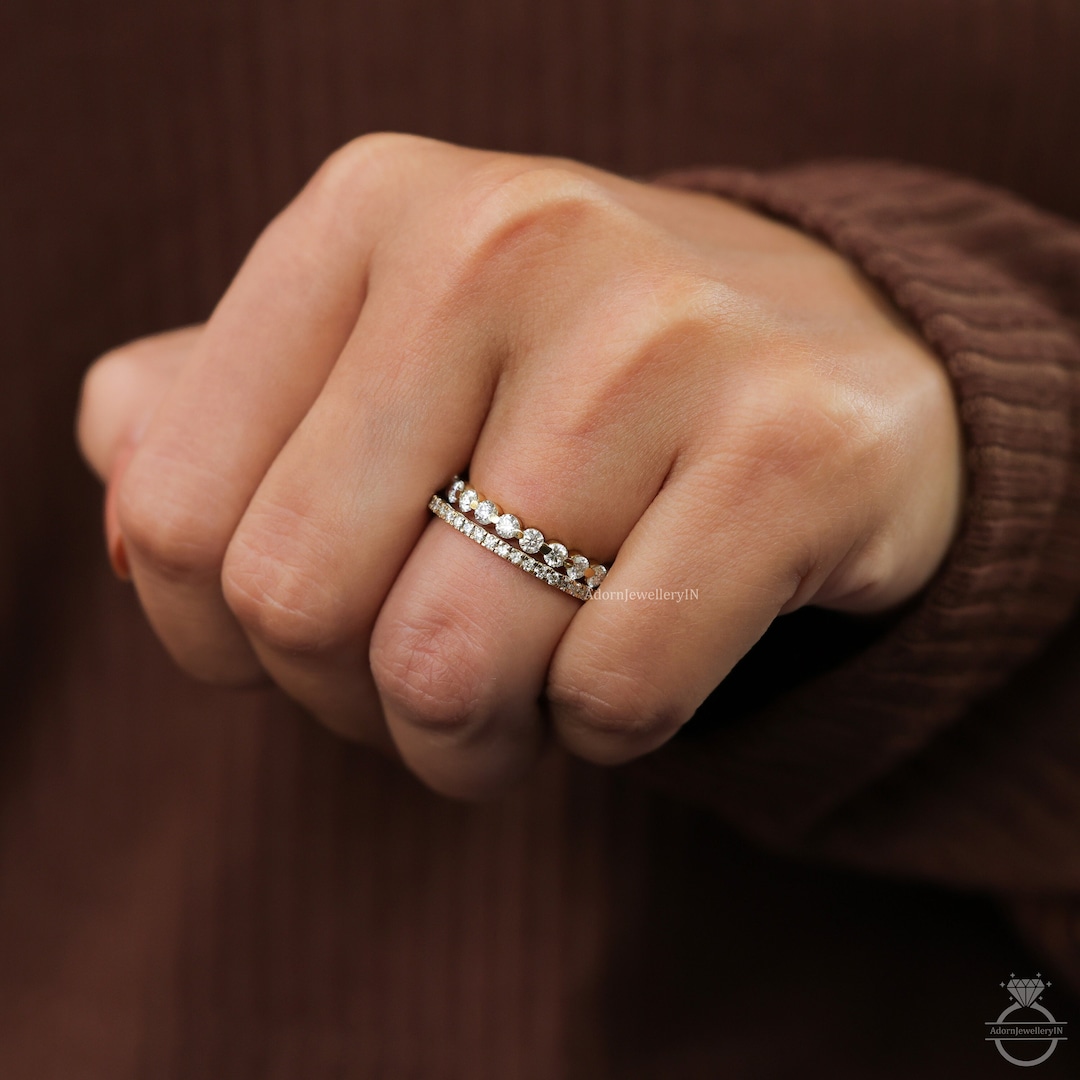 Floating Bubble Wedding Band Single Prong Set Full Eternity Band ...