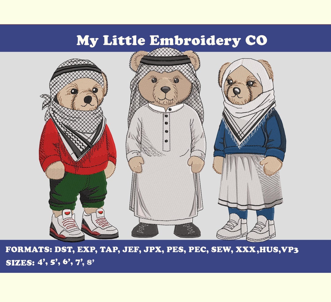 Arab Bear Embroidery /3 in 1/ Palestine Embroidery, Bear Machine ...