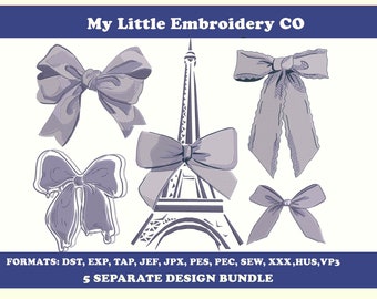 4 Mini Bow Embroidery Design, 7 Sizes, Mini Bow Machine Embroidery ...