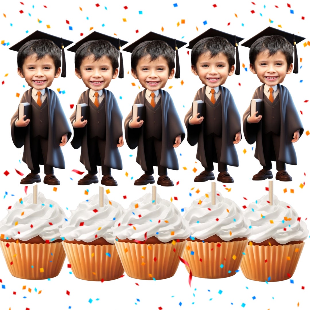 Graduation Face Cupcake Topper Face Cupcake Topper Custom Face ...