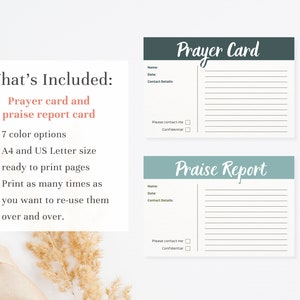 Prayer Request & Praise Report Cards Printable | Church Small Group ...