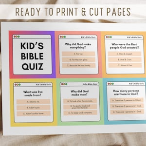 30 Kids Bible Trivia Cards Printable | Children & Family Bible Quiz ...