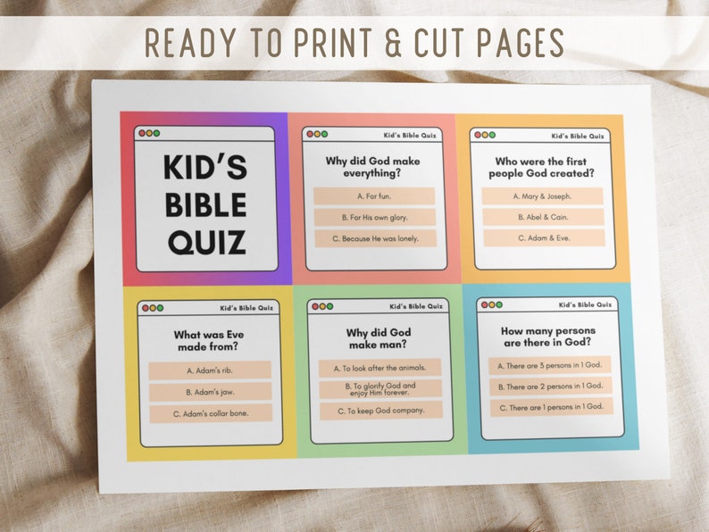 30 Kids Bible Trivia Cards Printable | Children & Family Bible Quiz ...