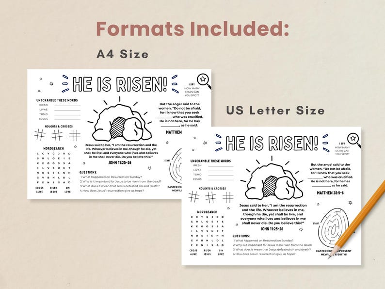 He is Risen Activity Placemat Printable | Resurrection of Jesus Kids ...