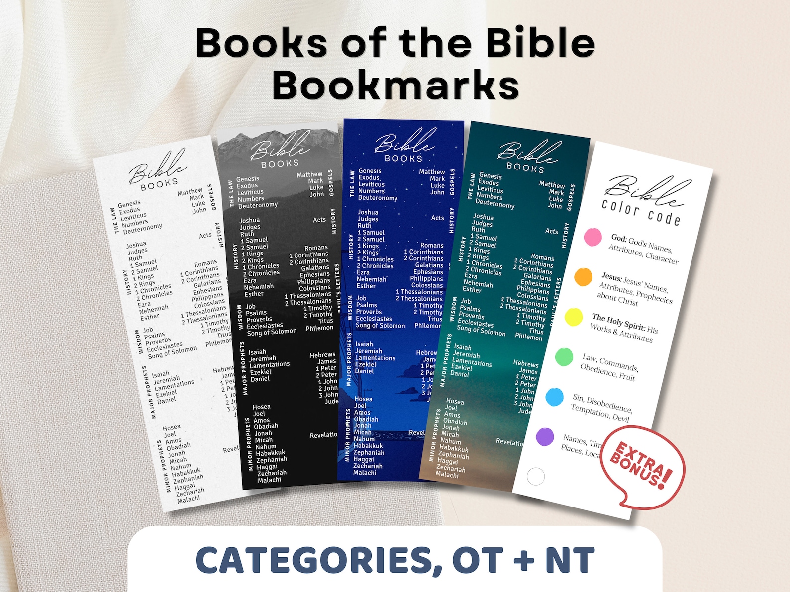 Books of the Bible Bookmarks Printable Bible Study Highlighting Tool ...