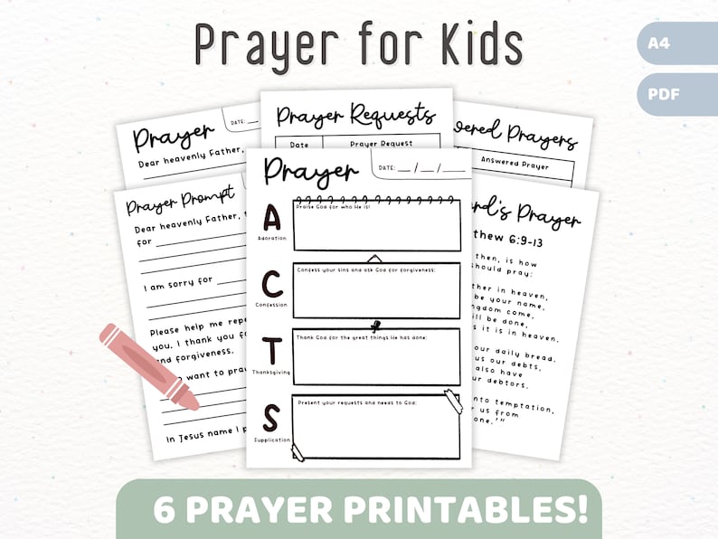 Prayer Printable for Children | ACTS Kids Prayer Template | Sunday ...