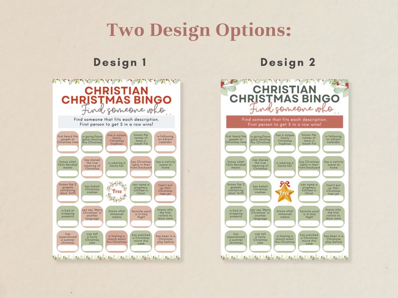 Christmas Church Bingo Game Printable | Find Someone Who | Christian ...