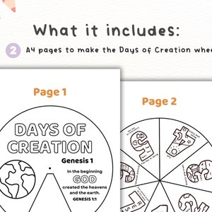 Days of Creation Coloring Wheel Printable | Sunday School Bible ...