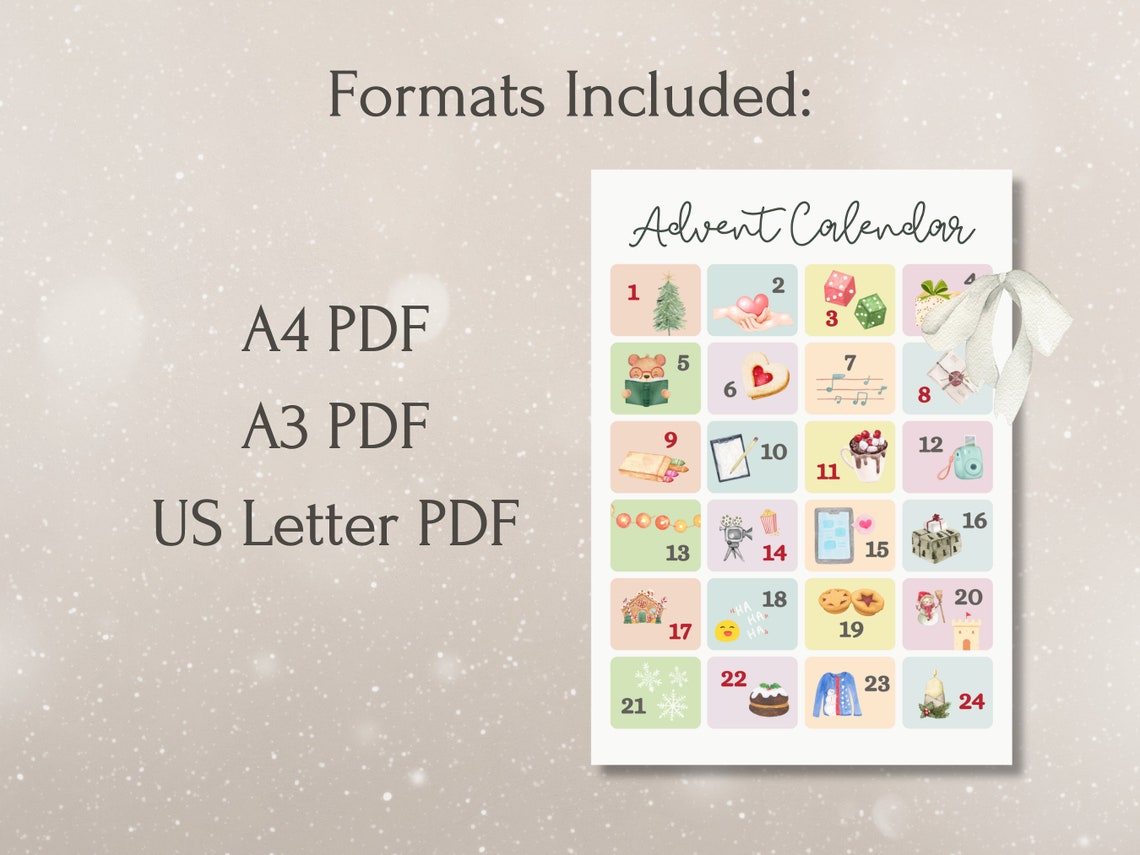 Advent Activity Calendar Printable | Fun Christmas Activities for ...