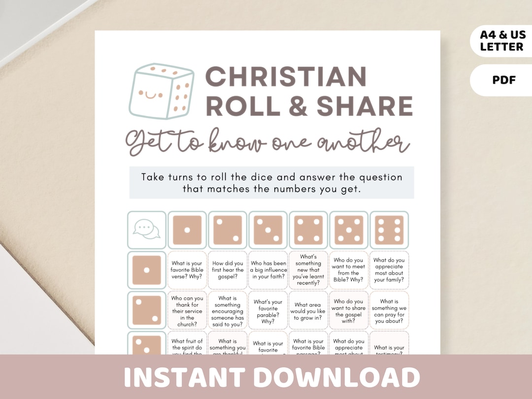 Christian Dice Roll & Share Game Printable | Church Bible Roll Tell ...