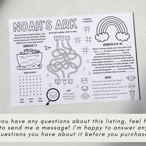 Noahs Ark Acitivity Game Placemat Printable | Flood Rainbow Bible Story ...