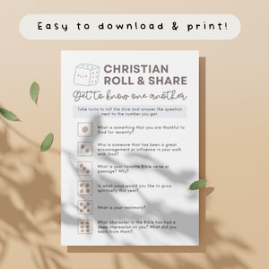 Christian Roll & Share Game Printable | Church Bible Roll and Tell ...
