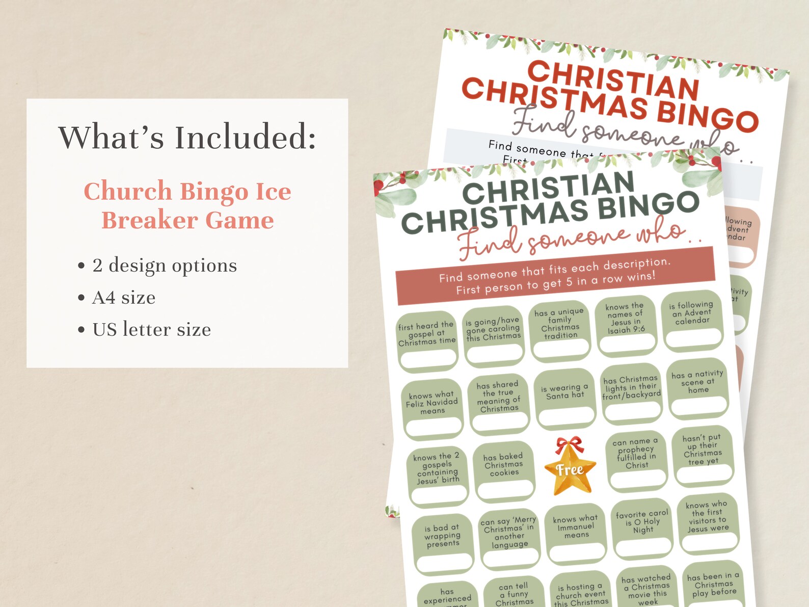 Christmas Church Bingo Game Printable | Find Someone Who | Christian ...