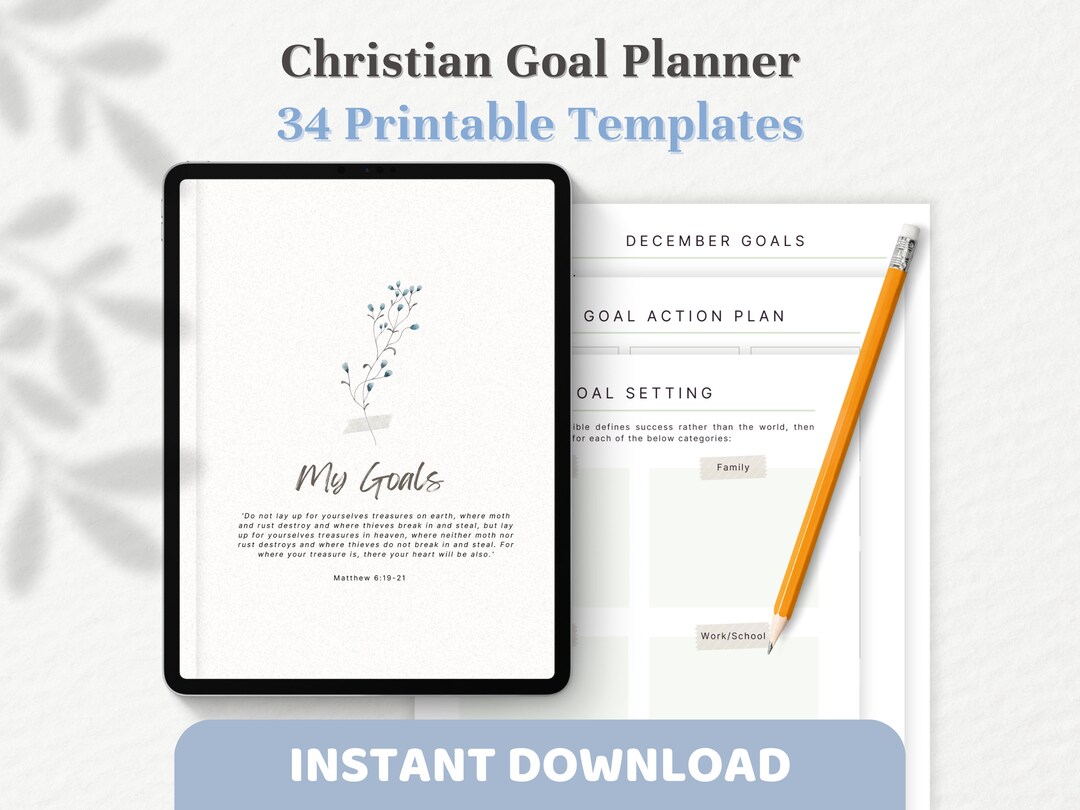 Christian Goals Planner Printable PDF Faith Journal - Etsy