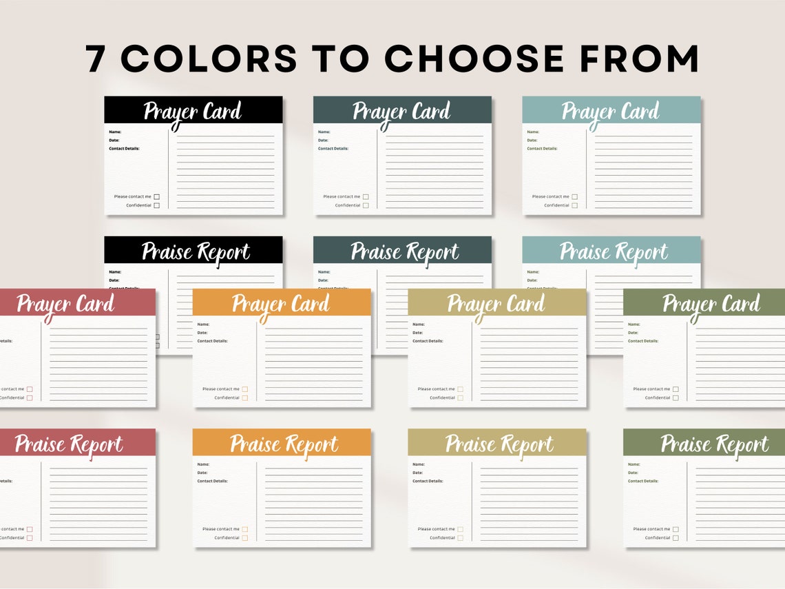 Prayer Request & Praise Report Cards Printable | Church Small Group ...