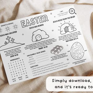 Easter Kids Activity Placemat – Christian Printable | Bible Coloring ...
