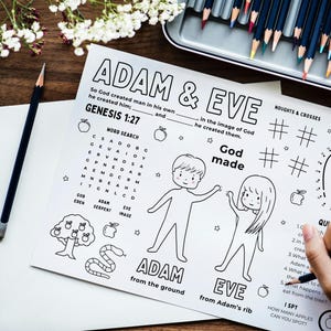 Adam and Eve Activity Sheet Printable | Garden of Eden Placemat ...