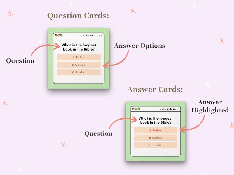 30 Kids Bible Trivia Cards Printable | Children & Family Bible Quiz ...