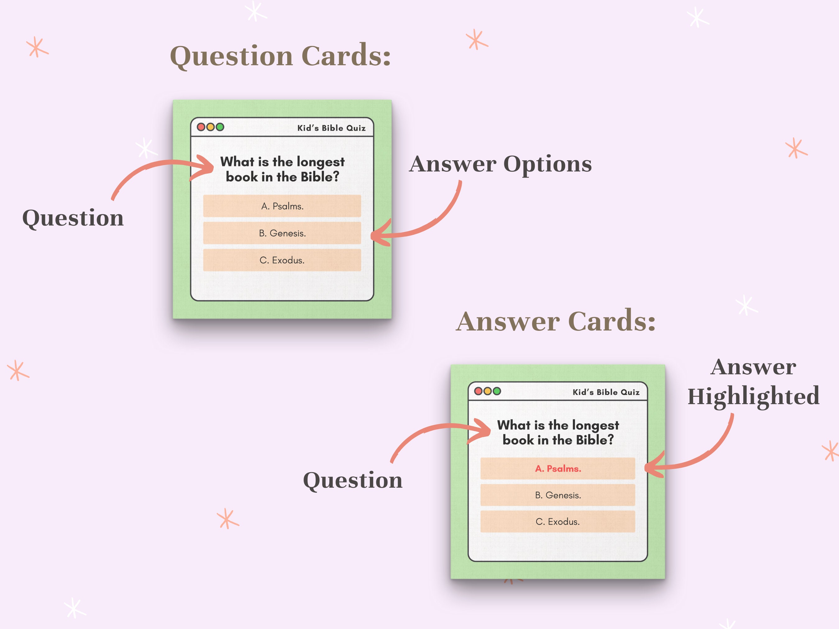 30 Kids Bible Trivia Cards Printable | Children & Family Bible Quiz ...