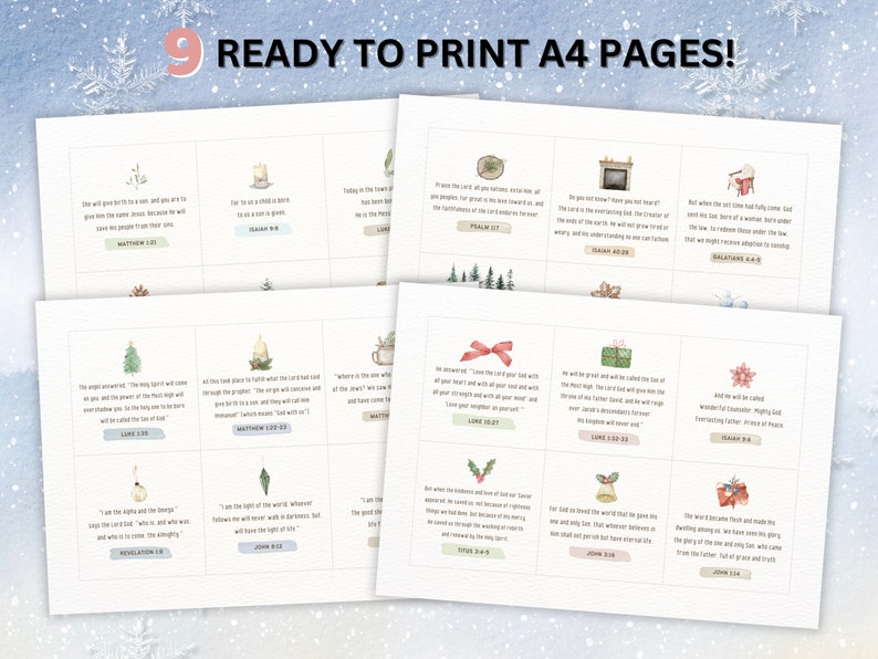 Christmas Scripture Cards Printable NIV, Advent Bible Verse Cards ...