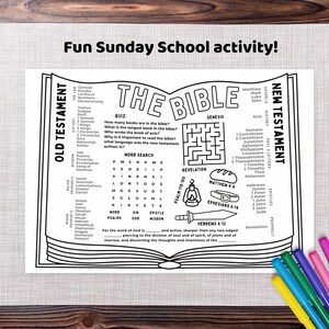 Books of the Bible Coloring Placemat Printable | Sunday School ...