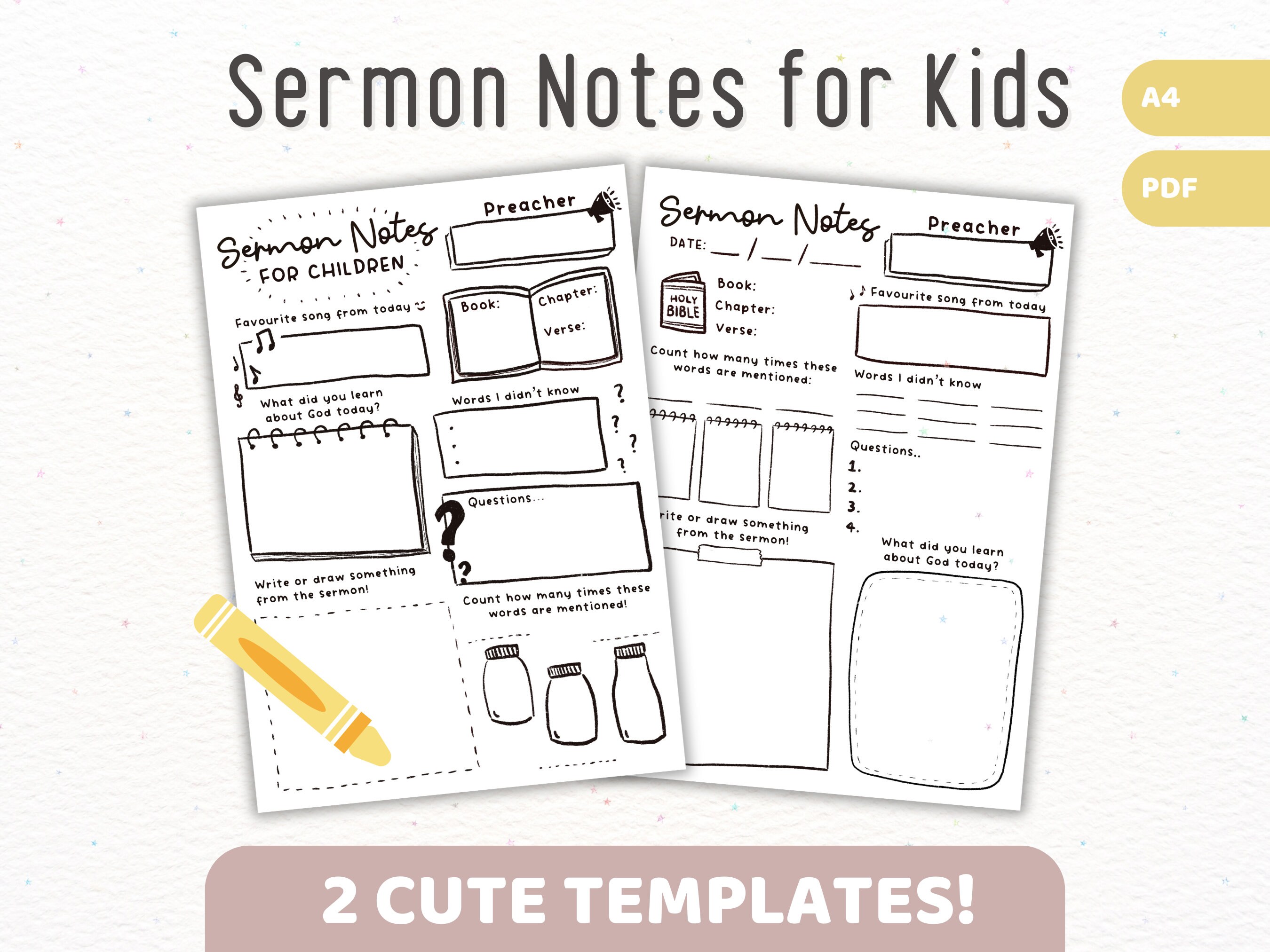 Sermon Notes Printable for Children Kids Elementary School Youth Teens ...
