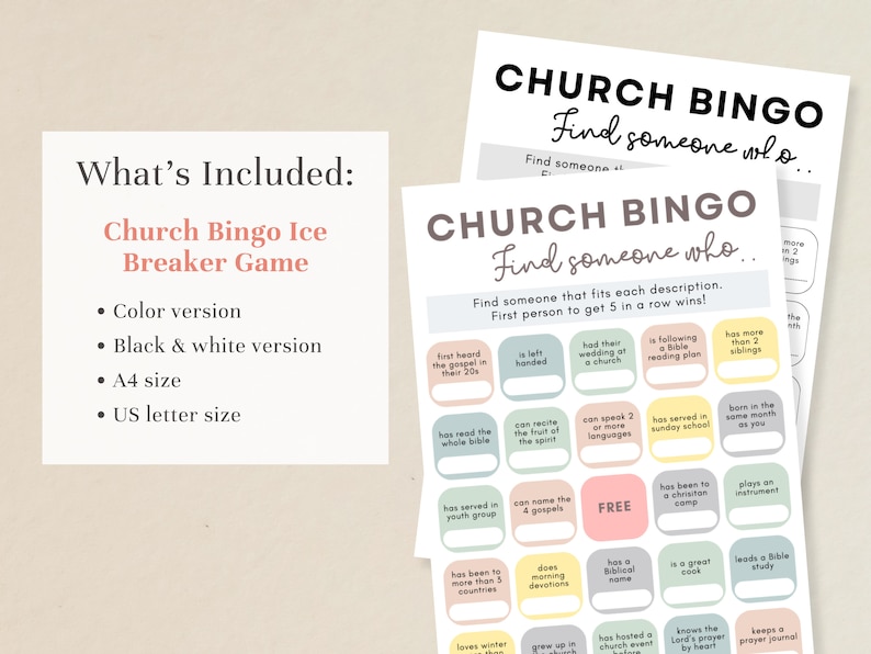 Church Bingo Game Printable Find Someone Who Game Christian Icebreaker ...