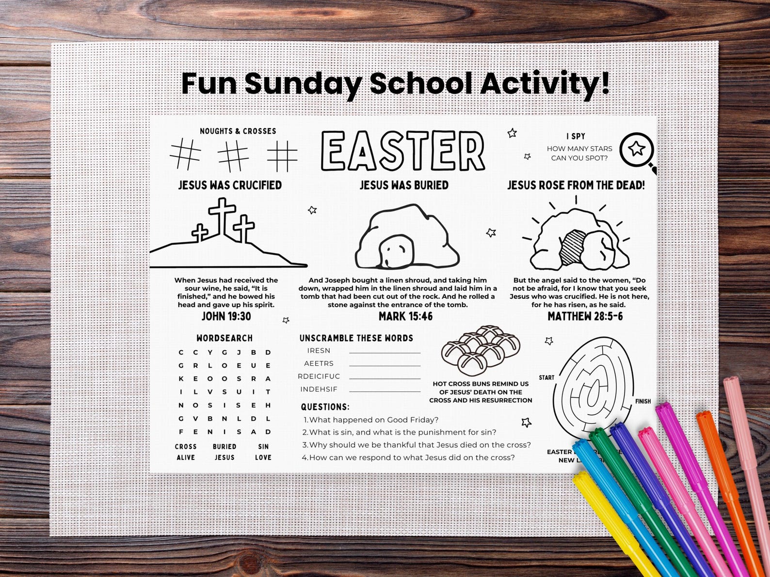 Easter Kids Activity Placemat – Christian Printable | Bible Coloring ...