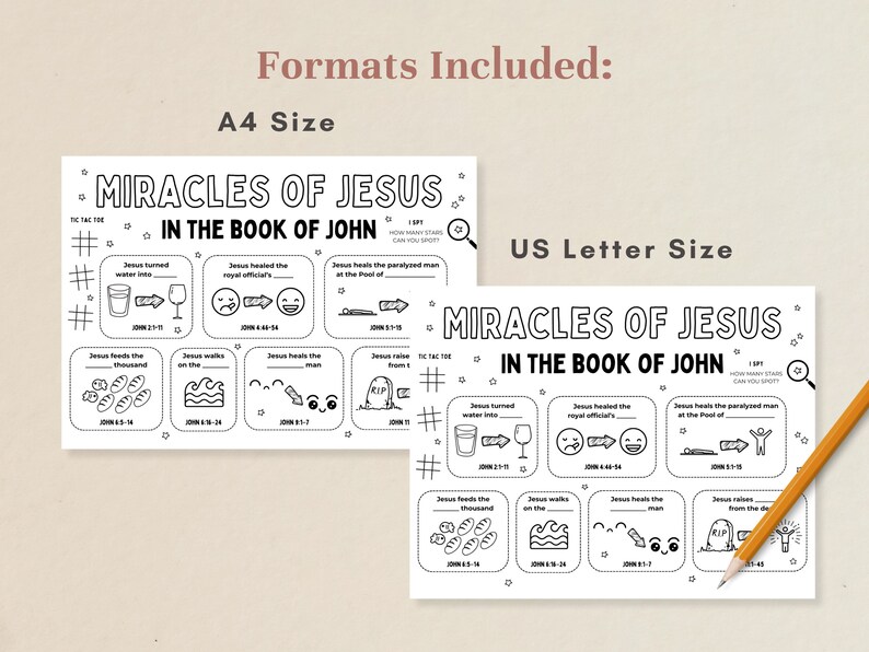 Miracles of Jesus Bible Coloring Placemat Printable | John Sunday ...