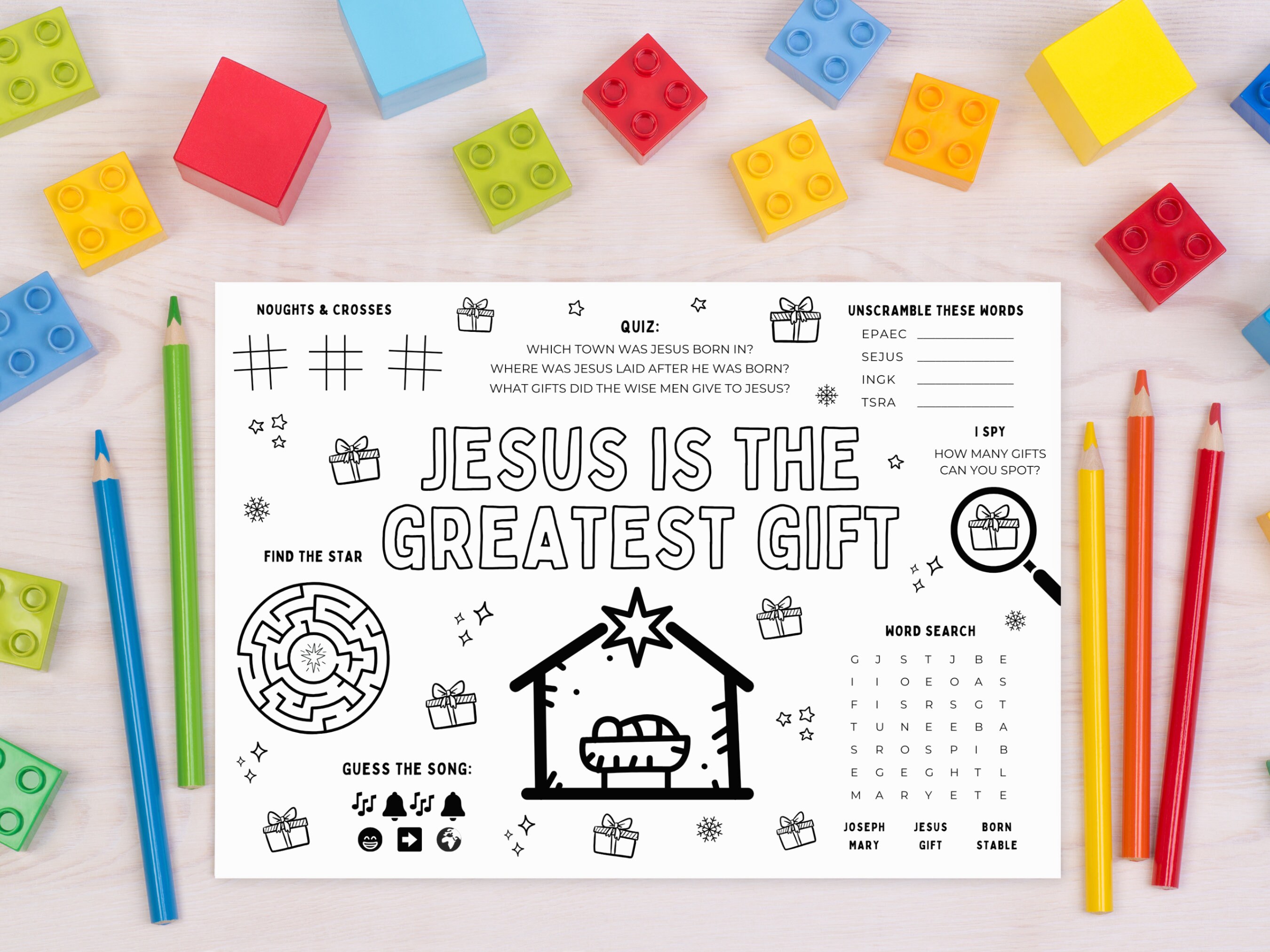 Christmas Nativity Placemat Printable | Christian Kids Christmas ...