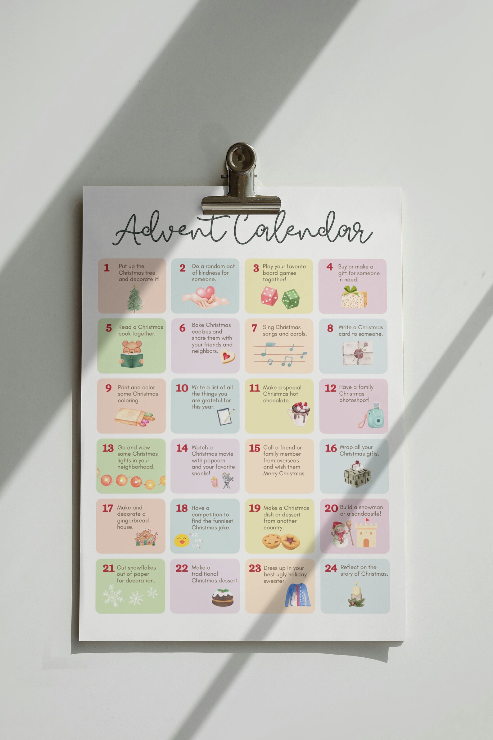 Advent Activity Calendar Printable | Fun Christmas Activities for ...