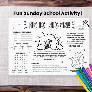 He is Risen Activity Placemat Printable | Resurrection of Jesus Kids ...