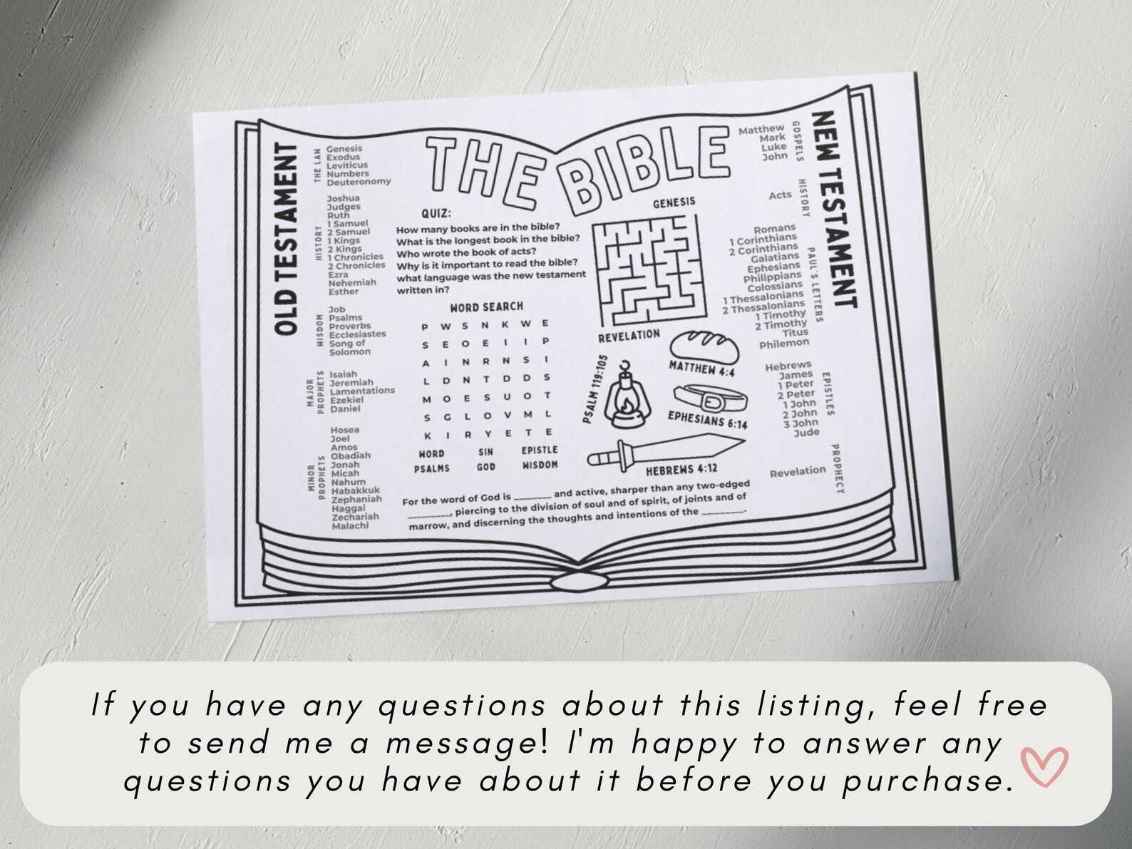 Books of the Bible Coloring Placemat Printable | Sunday School ...