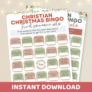 Christmas Church Bingo Game Printable | Find Someone Who | Christian ...