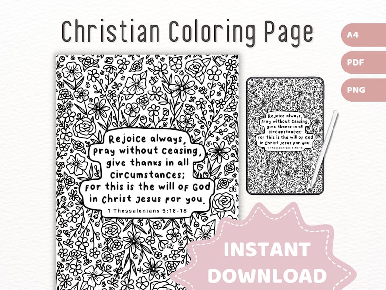 Christian Coloring Page Printable Bible Verse Coloring, Floral Faith ...
