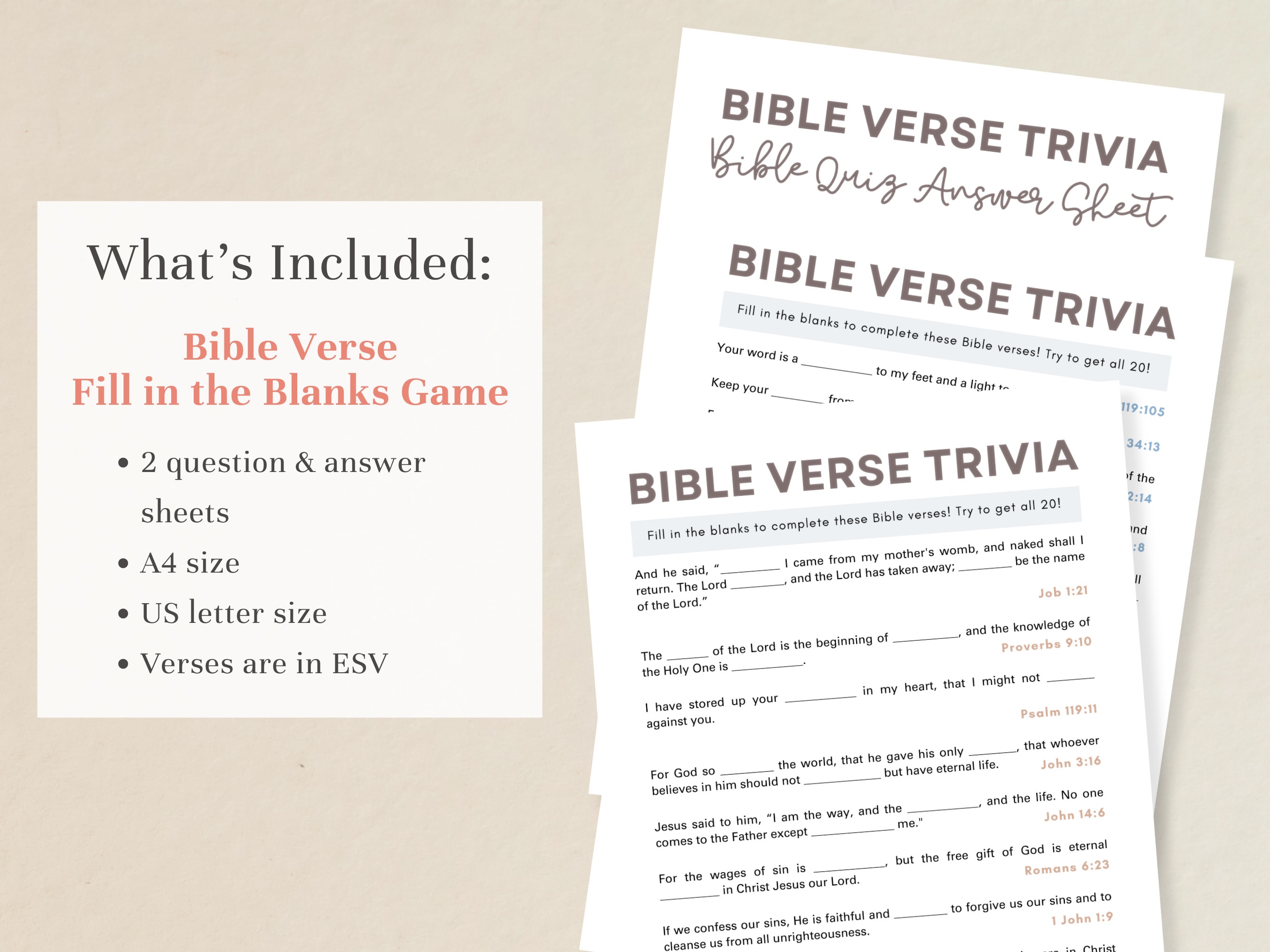 Bible Verse Fill in the Blanks Game Printable | Old & New Testament ...