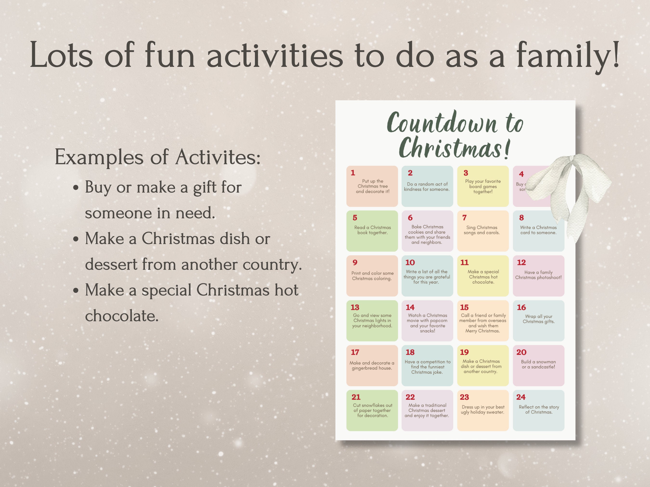 Christmas Countdown With Activities Printable | Kids Advent Calendar ...